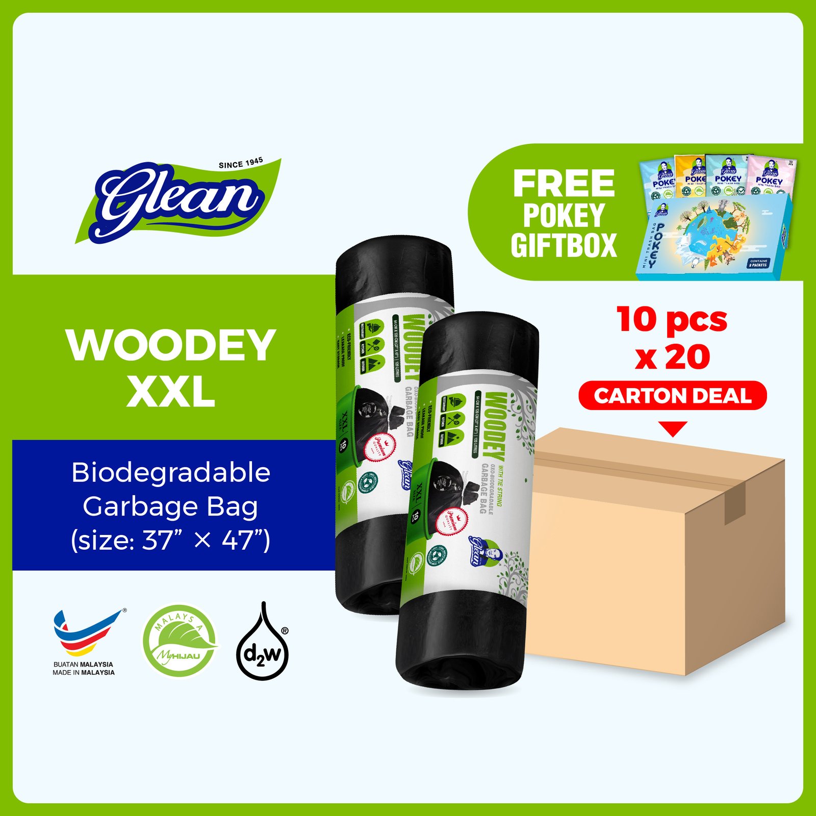GLEAN Woodey S Garbage Bag (Carton Deal | 24 x 90 pcs) - Plixstar