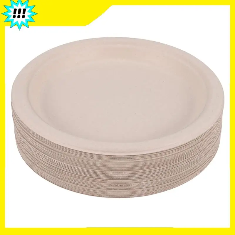 AB38-100% Compostable Disposable Paper Plates Bulk 9 Inch 50 Pack ...